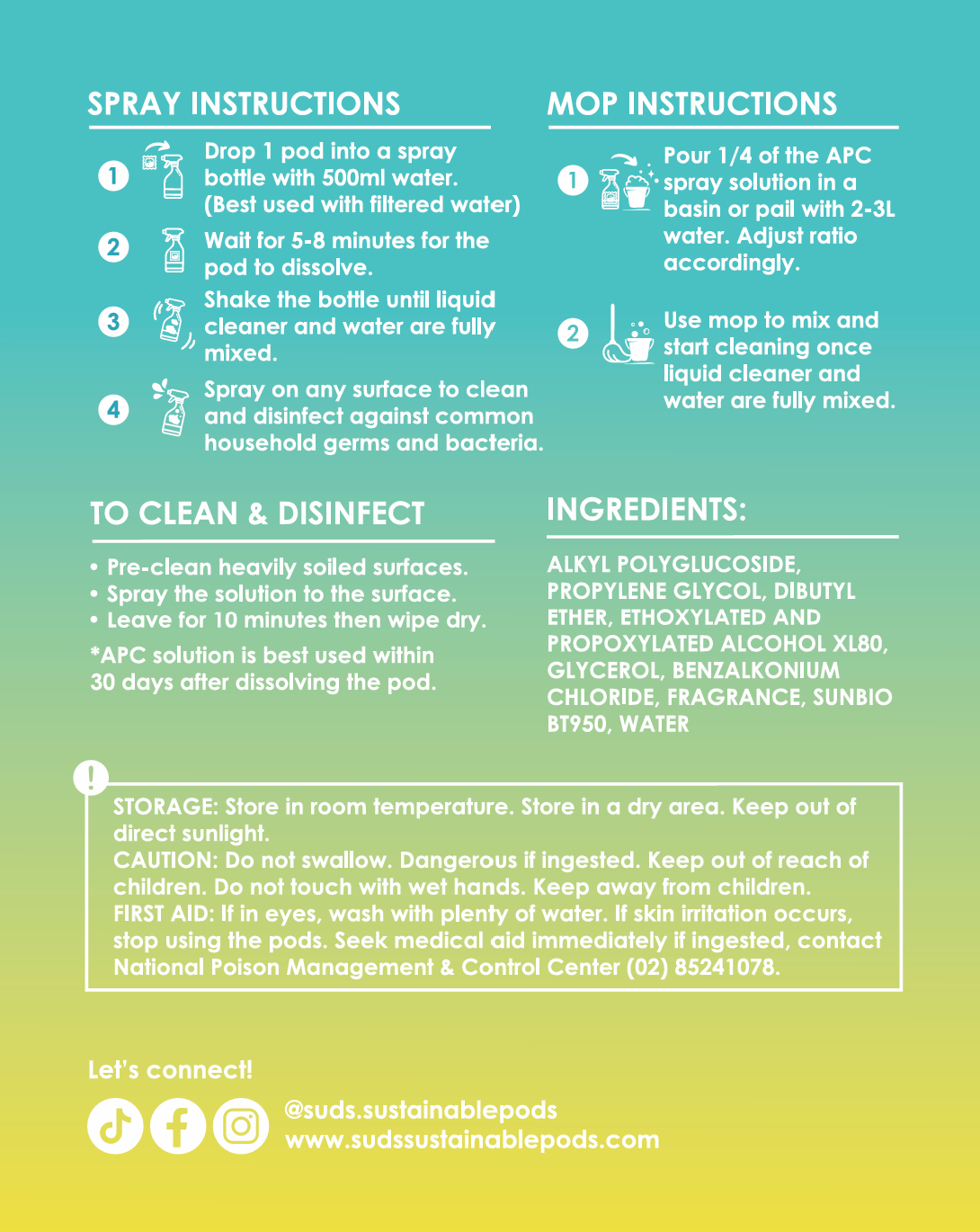 All Purpose Cleaner Pods - 10 Pods + Spray Bottle – Suds Sustainable Pods